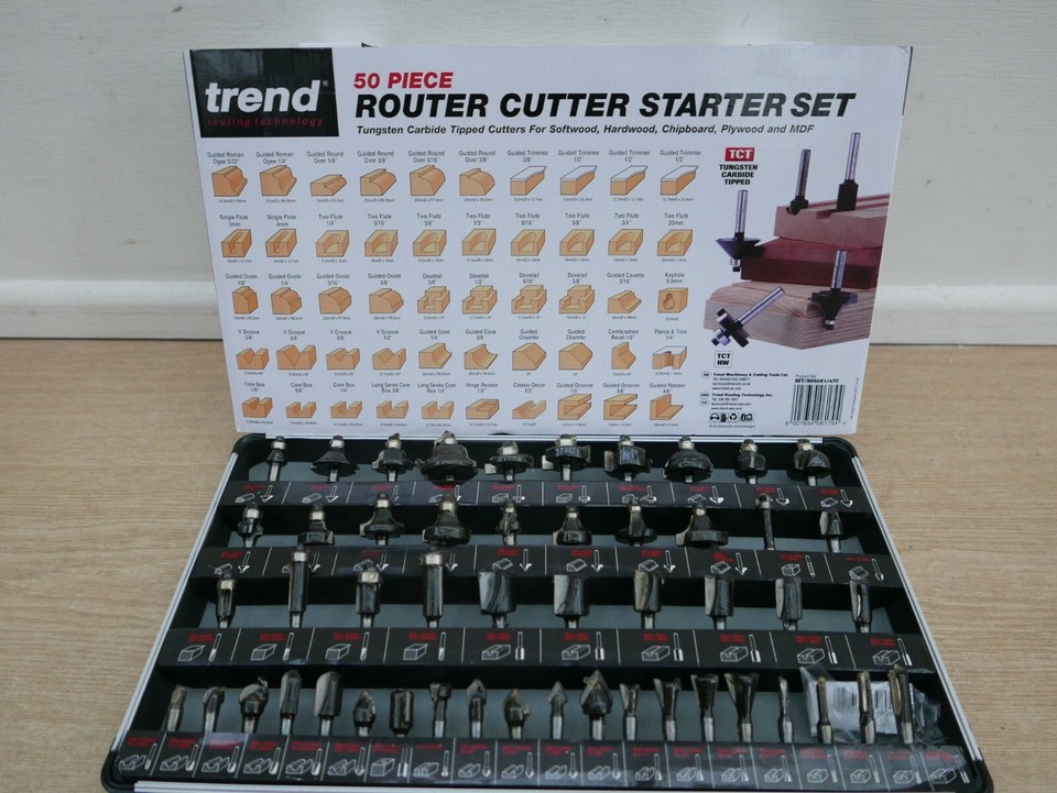 TREND SET/SS50X1/4TC SS50 50PCE TCT ROUTER CUTTER BITS 1/4" SHANK ...