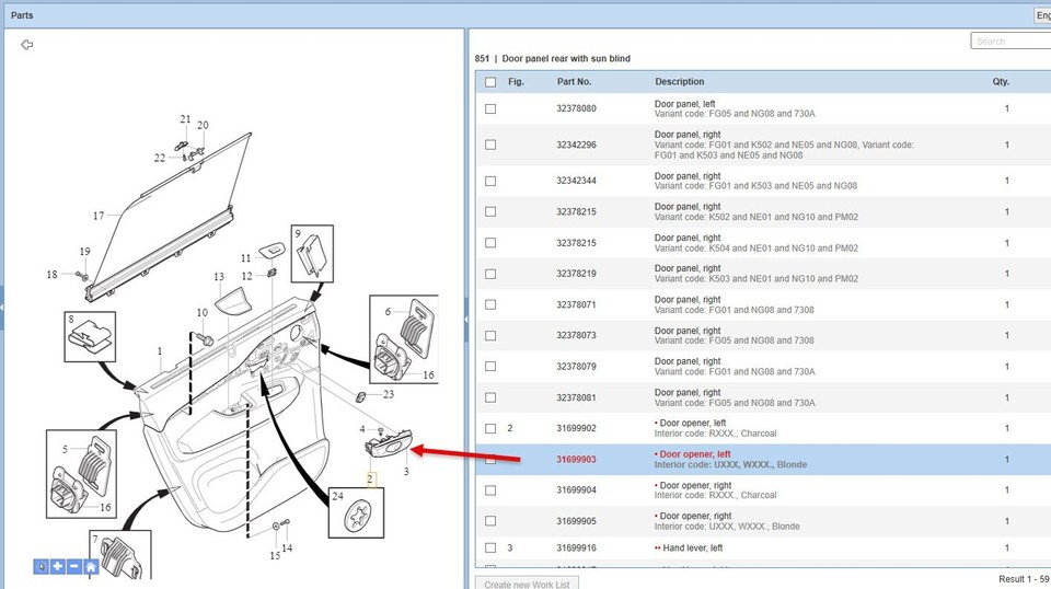2016-2020 Volvo XC90 S90 V90 Left Driver Inner Door Handle Front or ...