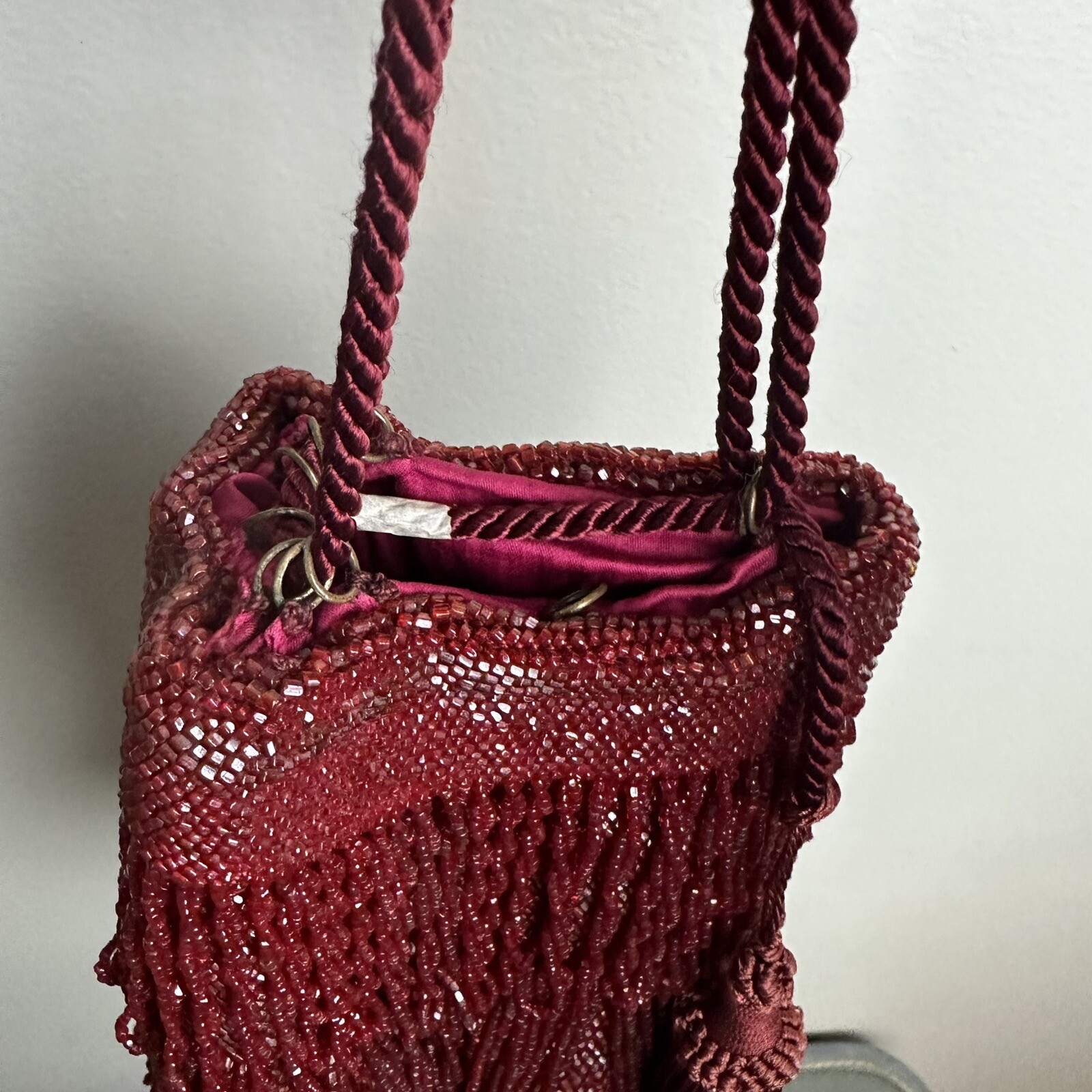 Vintage 1920s Red Beaded Flapper Purse Bag Reticule D… - Gem