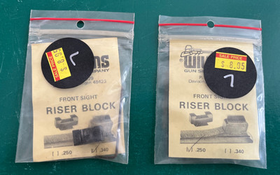 2- WILLIAMS Gun Sight Company FRONT SIGHT RISER BLOCKS 1- .250 1-.340 ...