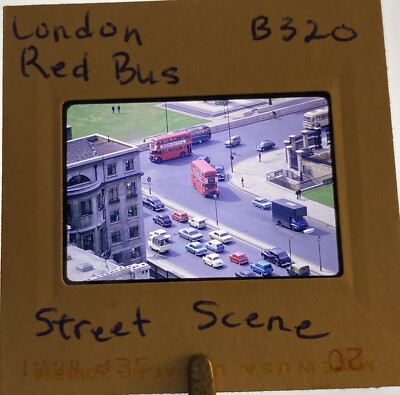 1966-35mm Slide-London Cityscape Red Double Deck Bus Street Scene-B320 ...