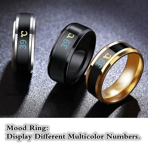 Thermometer Display Mood Rings Temperature Measurement Ring Stainless ...