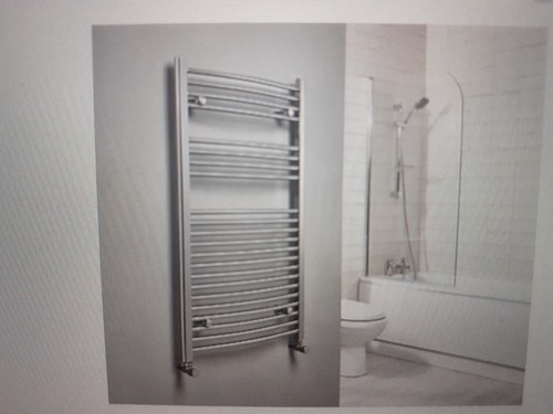Blyss curved chrome towel radiator H1100mm x W600mm. 1303BTU. | eBay