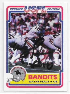 Wayne Peace Signed 1984 USFL Custom Card Tampa Bay Bandits Florida ...