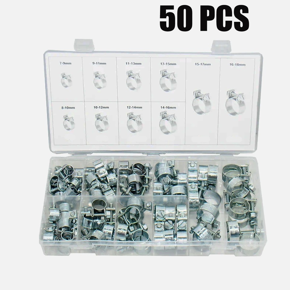 Mini Hose Clamps Fuel Line Clips Pipe For Air Petrol Assortment Boxes ...