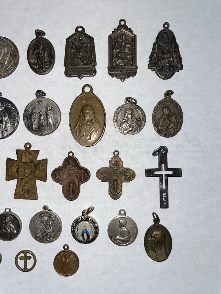 Lot of 32 Rare Vintage Sterling Silver Catholic Religious Medals ...