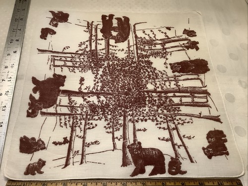962🌟Vintage Designer Novelty Handkerchief FOARD Print- Grizzly Bears | eBay