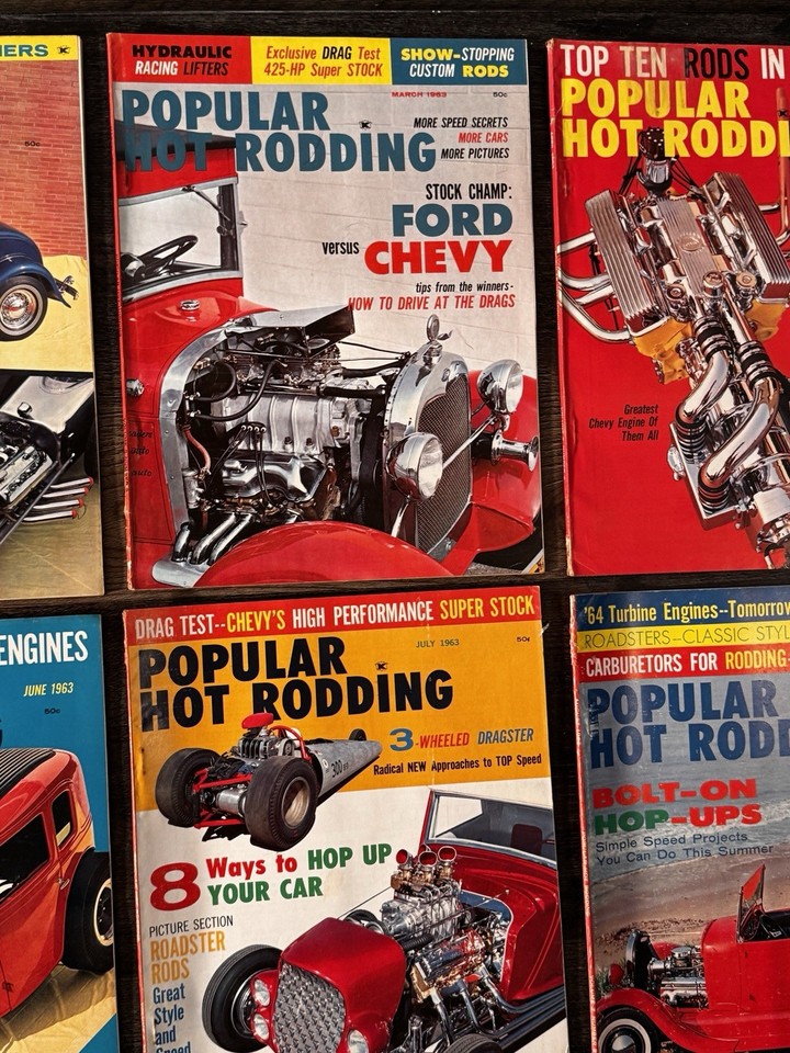 Vintage POPULAR HOT RODDING 1963 Full Year Magazine Lot (12) Muscle ...