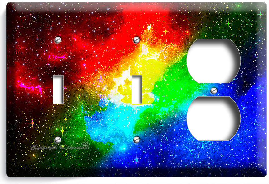 SPACE GALAXY STARS RAINBOW NEBULA CLOUD LIGHT SWITCH OUTLET PLATE ROOM ...
