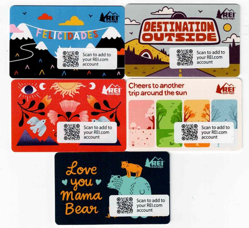 REI Gift Card LOT of 5 - Camping, Outdoors, Bears, Mountains - Set A ...