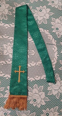 Green Priest Stole Brocade Silk Catholic Episcopal Vestment ...