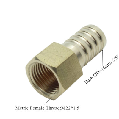 Metric Female Thread M22 M22x1.5 To Barb 16mm 5/8"Hose Adapter Fitting ...
