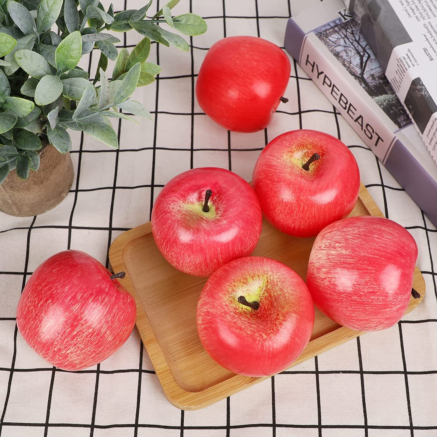 12× Artificial Red Apple Plastic Fake Fruit Lifelike Xmas Kitchen Home ...