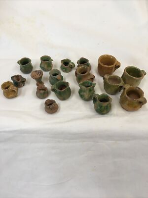 Lot of 18 Vintage Miniature Pottery Pitchers, Teapots, Jugs,Handmade 1/ ...