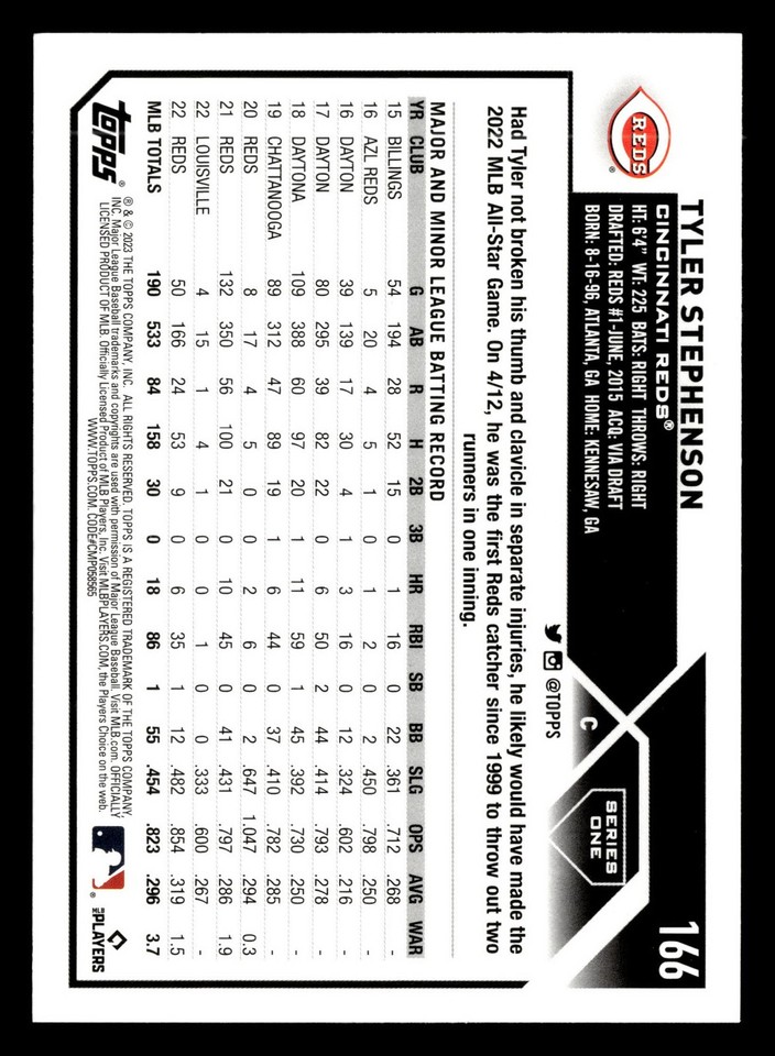 Tyler Stephenson 2023 Topps #162 Cincinnati Reds BASEBALL *103 | eBay