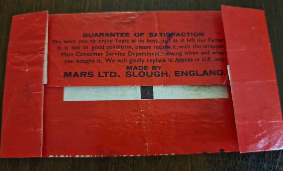 Topic Chocolate Bar Wrapper 1st And Last Discontinued Line Rare. | eBay UK