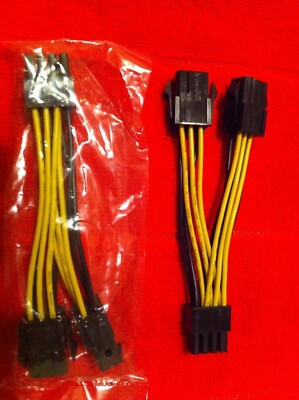 LOT 8 PCs Dual 6 Pin to 8 Pin PCIe Nvidia ATI GTX GPU Video Card Power ...