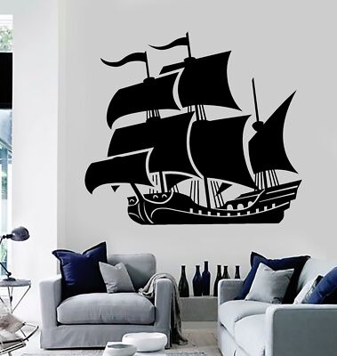 Vinyl Wall Decal Ship Boat Child Room Marine Nautical Stickers (247ig ...