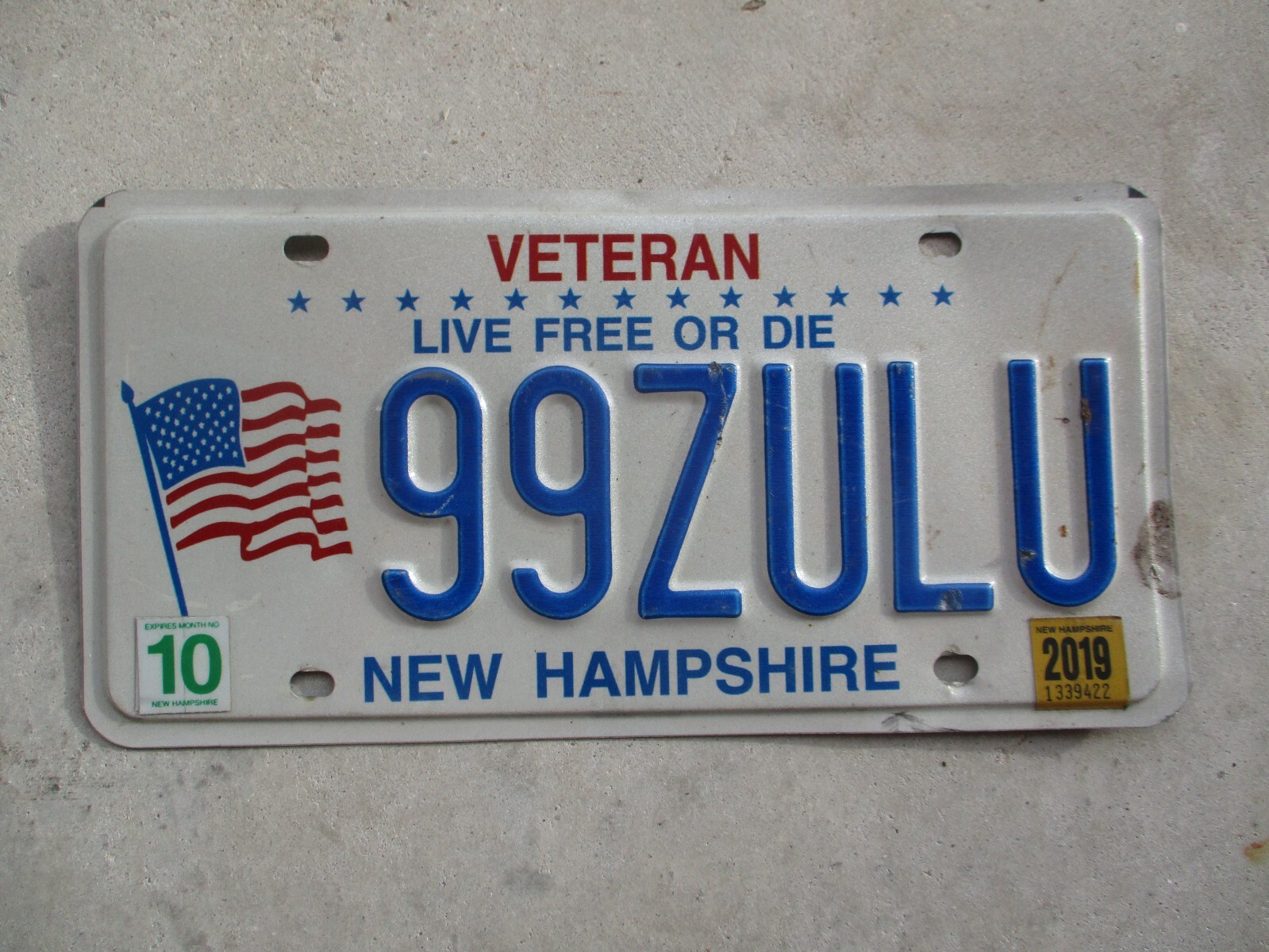 New Hampshire Veteran license plate # 99ZULU | eBay