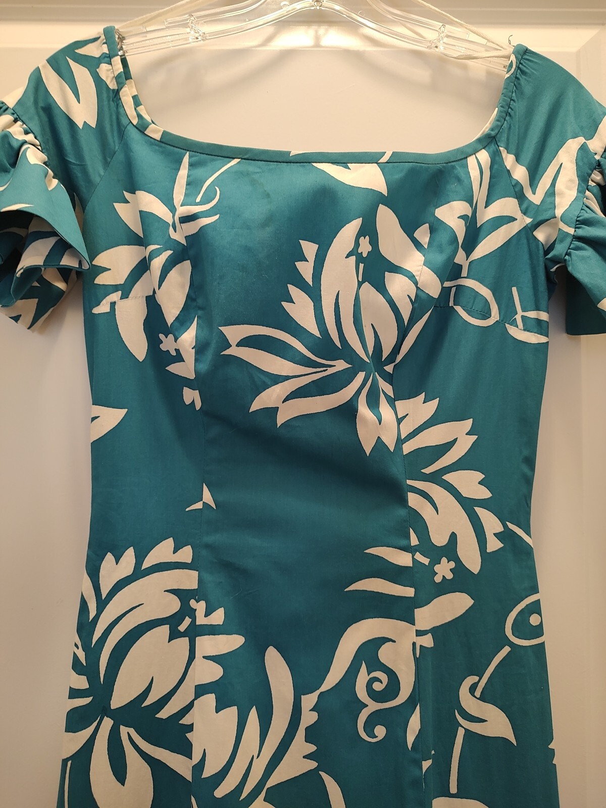 Vintage Blue & White Alfred Shaheen Fishtail Mermaid Holoku Hawaiian ...