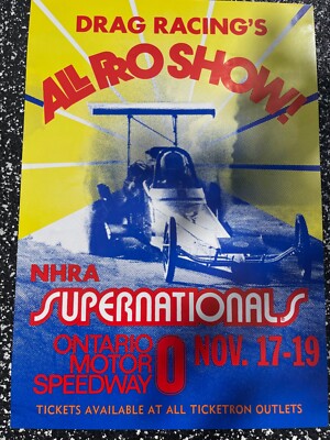 VRHTF VTG ORIGINAL NHRA 70'S SUPERNATIONALS ALL PRO SHOW RACE POSTER 14 ...