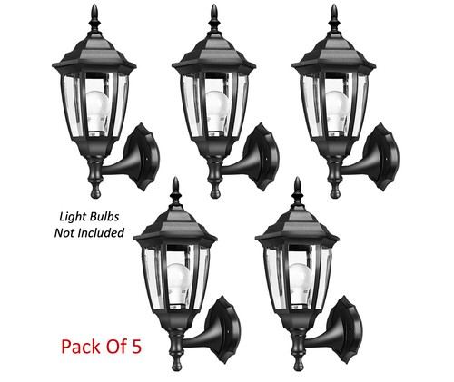 6-Sided Outdoor Wall Lantern With Clear Glass Panel - Pack Of 5 | eBay