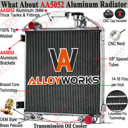 4 Rows Aluminum Radiator For 1928 1929 Ford Model-A Chevy Engine ...
