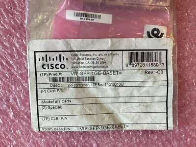 New Sealed Genuine!! Cisco VIP-SFP-1GE-BASET= 10-3394-01 SFP-1GE-T RJ45 ...
