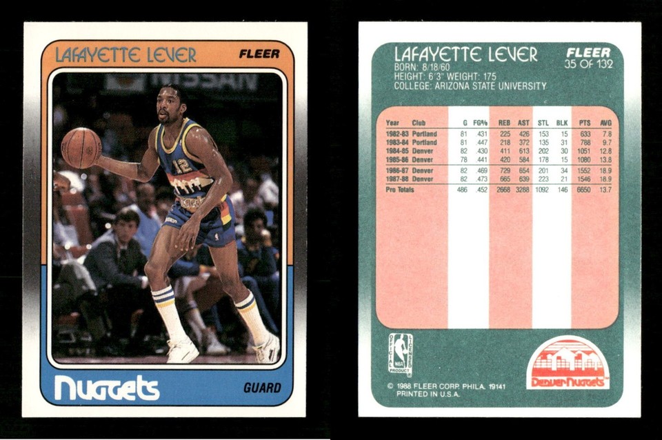 1988-89 Fleer NBA Basketball Card #35 LaFayette Lever Nuggets | eBay