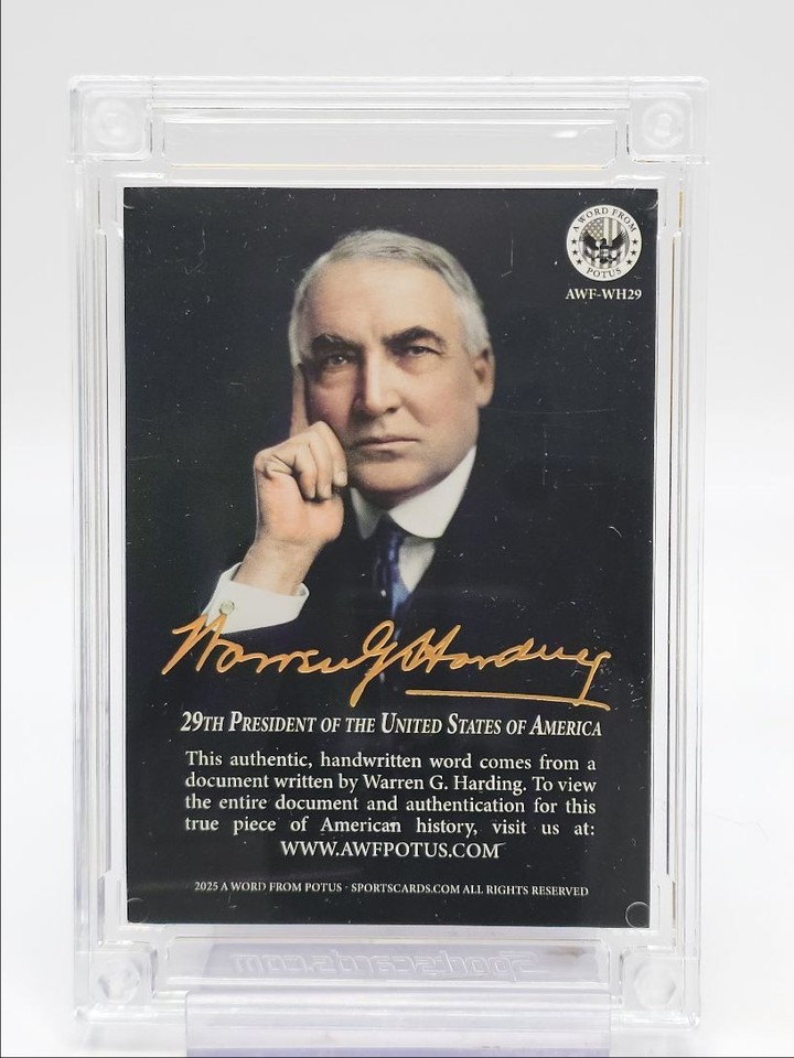 WARREN G. HARDING 2025 SPORTS CARD AUTHENTIC HANDWRITTEN WORD Q4920 | eBay