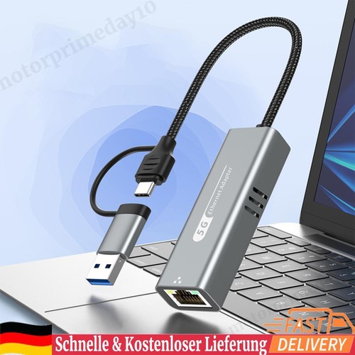 USB/Type C To Ethernet Adapter 5000Mbps RJ45 To Type C Ethernet ...