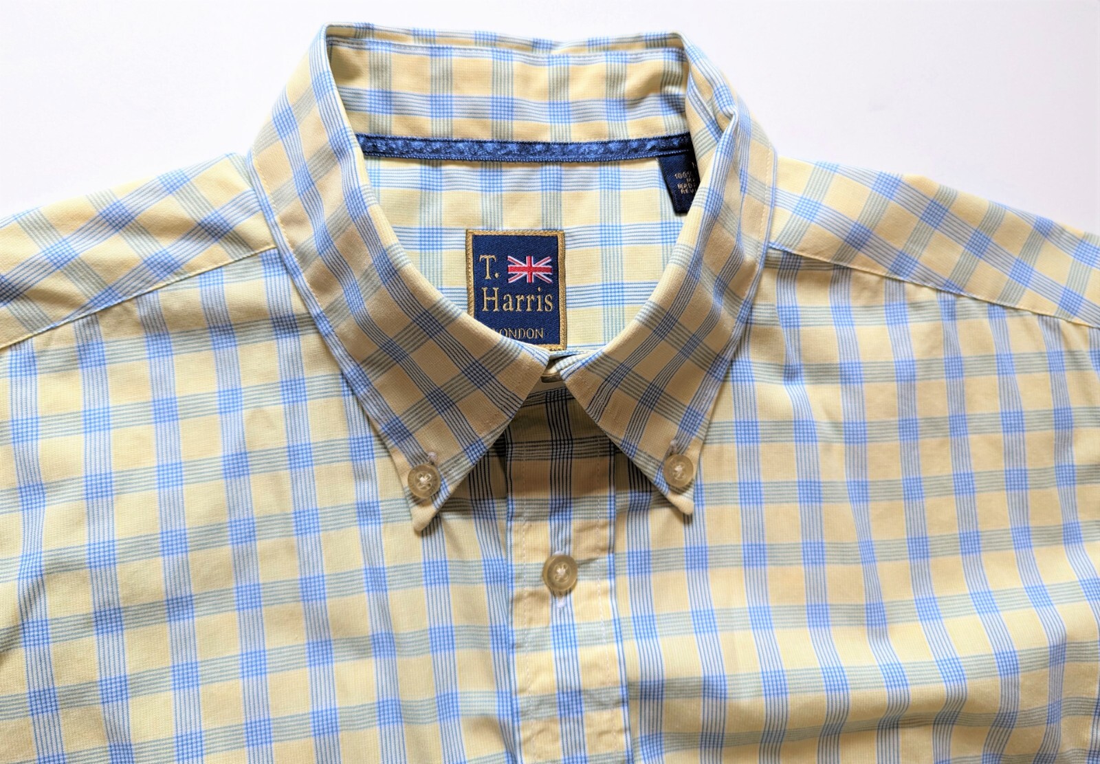 T Harris London Men's Button Down Medium Short Sleeve Shirt Yellow ...