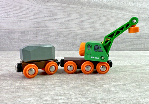 BRIO Wooden World Train 33698 CLEVER CRANE & CARGO WAGON works w/Thomas ...