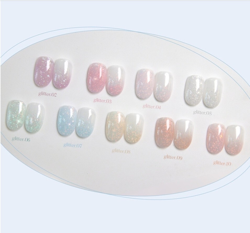 Yogurt Nail In the mood for love 9 Colors Glitter Gel Nail Polish K ...