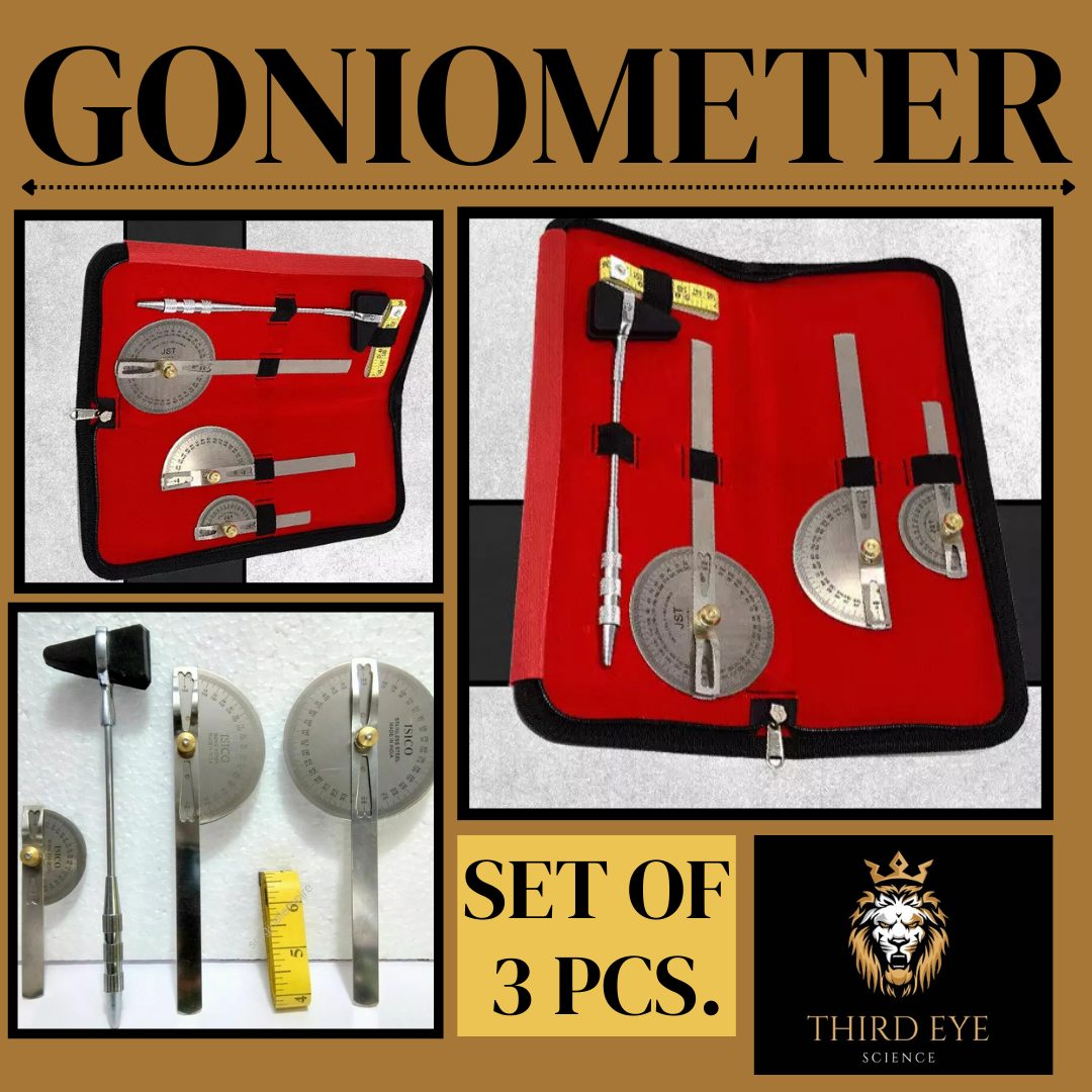 Goniometer Set Of 3 Pc Made Stainless Steel With Hammer and Measuring ...