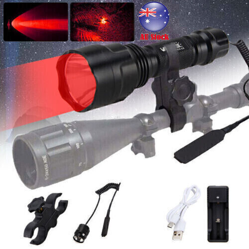 800Yards Hunting Red Light LED Flashlight Predator Torch Coyote Hog Pig ...