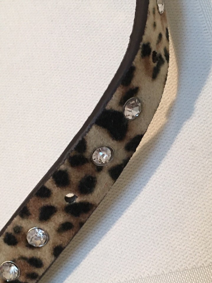 BELT WOMEN’S FAUX LEATHER LEOPARD RHINESTONES BIKER BOHEMIAN VINTAGE ...