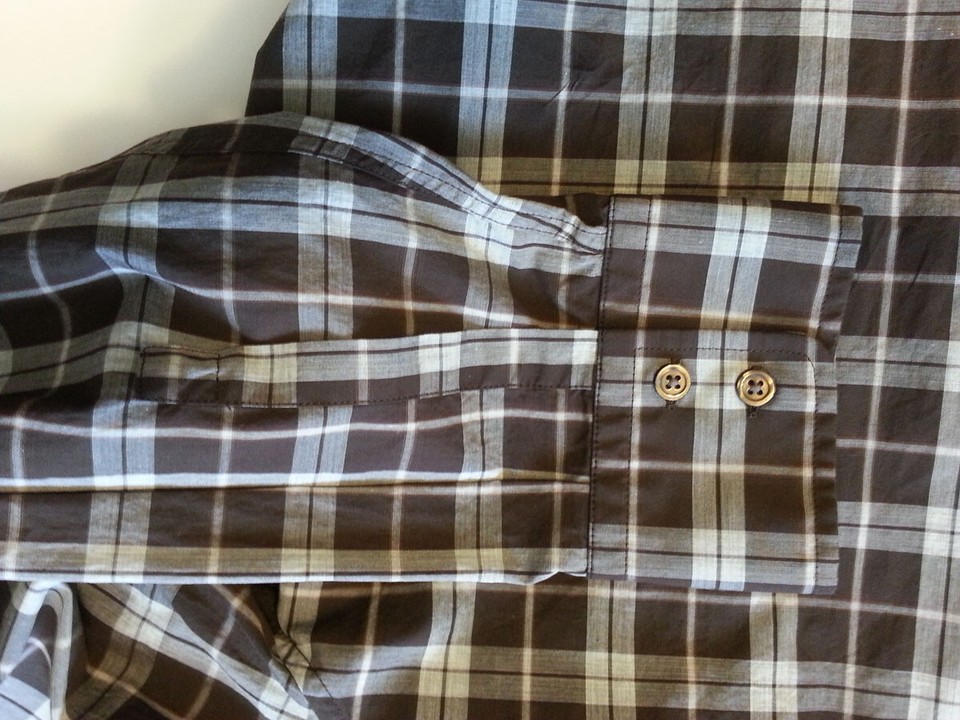 Hugo Boss Men Shirt Lucas Size XL (18-36) Plaid Brown Black Pattern ...