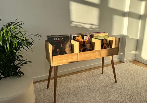 **HANDMADE**Oak Vinyl Storage Holder, End Table, Vinyl Console, Vinyl ...