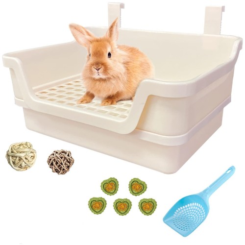 Extra Large Rabbit Litter Box with Splash Guard & Removable Tray ...