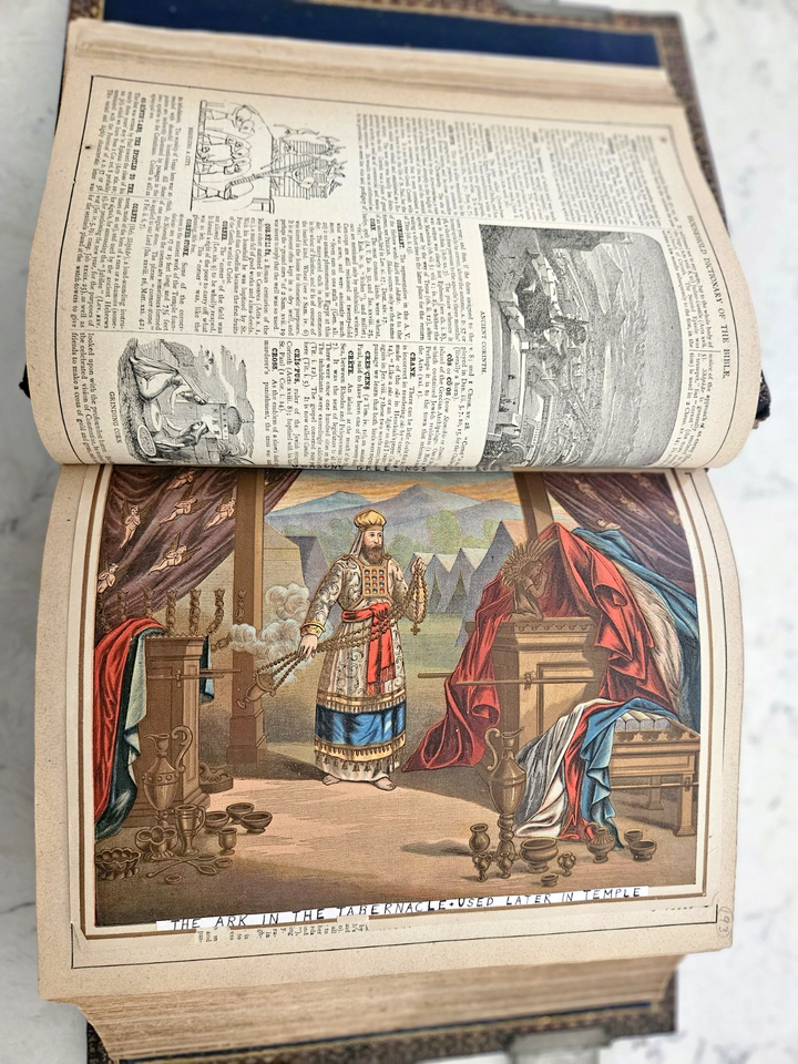 Antique holy bible 1891 self pronouncing parallel columns KJV revised w ...