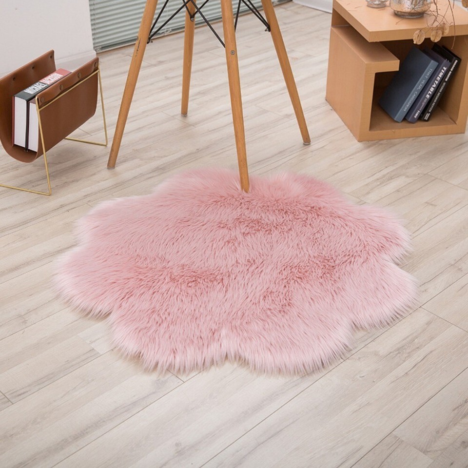 Faux Wool Faux Fur Rugs 30cm/45cm Soft Rug Plum Blossom Carpets ...