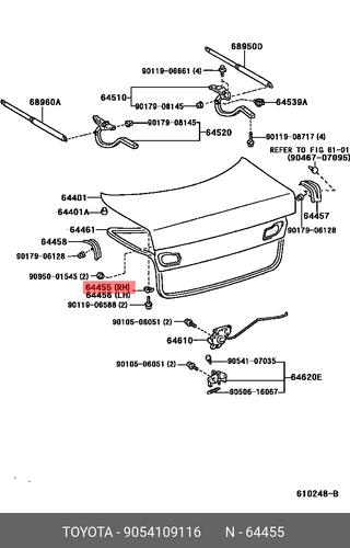 Genuine OE cushion, luggage compartment door, 9054109116 for TOYOTA ...