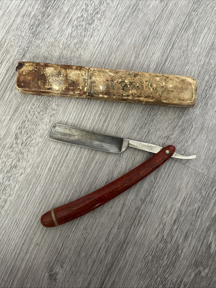 Vintage Antique Clauss Fremont Straight Razor Indian Barber tool w ...
