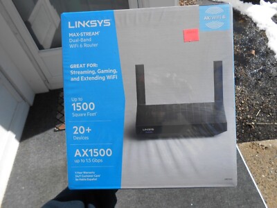 NEW Linksys Max Stream Dual Band AX1500 WiFi 6 Router, Black (MR7340 ...