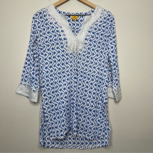 Roberta Roller Rabbit Women Tunic Top Coverup Dress White Blue ...