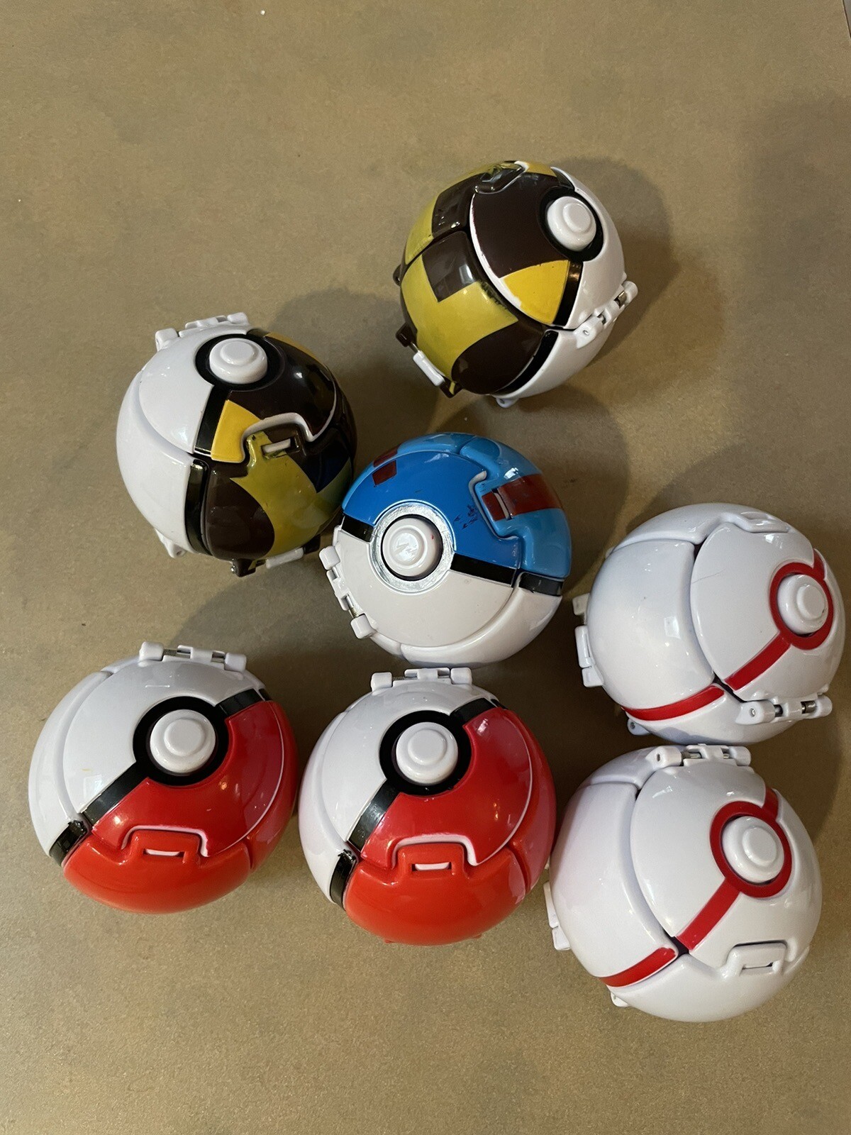 Empty Collapsible Pokeball Lot of 7 Pokémon 2016 Nintendo Tomy | eBay
