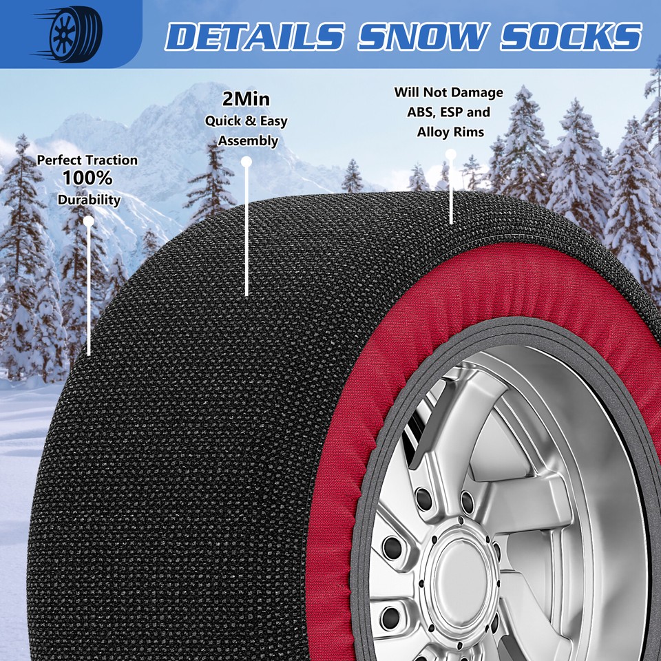 Automotive Snow Socks for SUV Car Tires Winter Grip Boost Traction ...