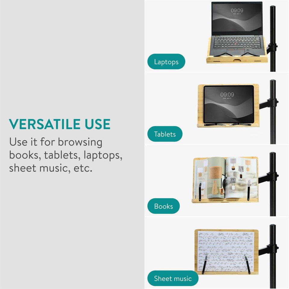 Book Stands with Clamp - Book Holder for Reading - Bamboo Books Stand ...