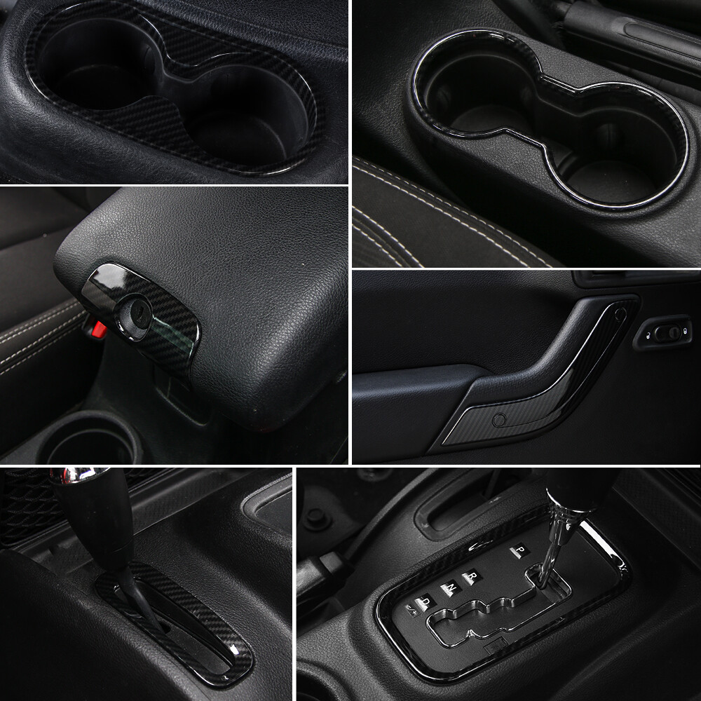 16pcs Full Interior Trim Cover Kit For Jeep Wrangler JK 2011-17 Carbon ...